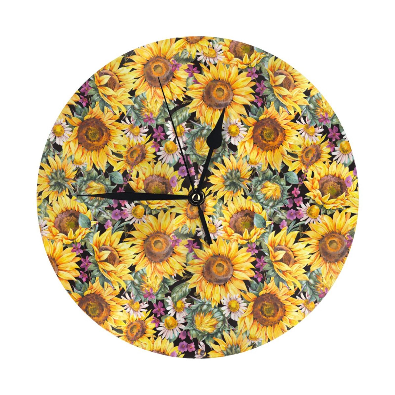Wall Clock, Sunflowers Vintage Wall Clocks Battery Operated Silent ...