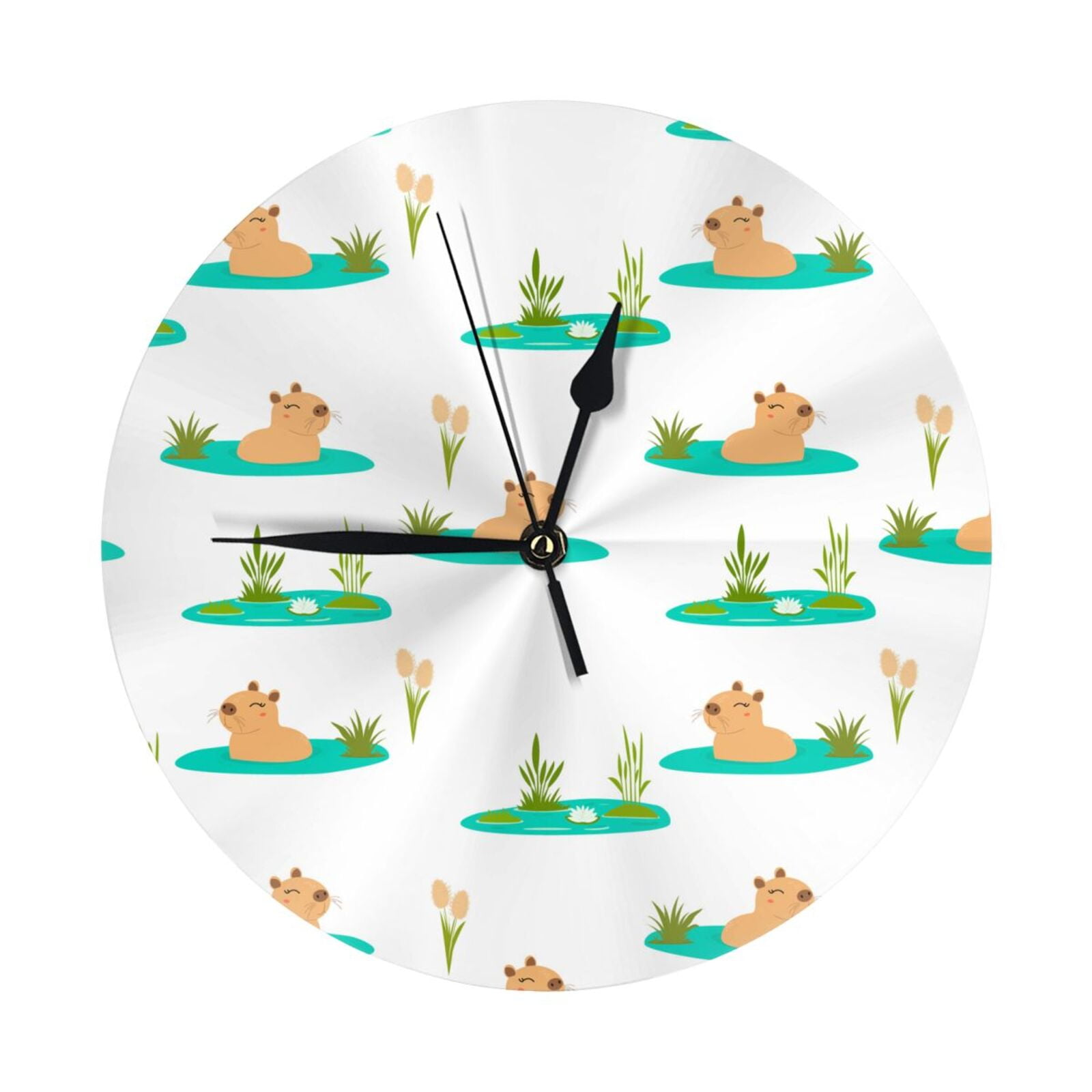 Wall Clock, Swim Cute Capybaras Wall Clocks Battery Operated Silent ...