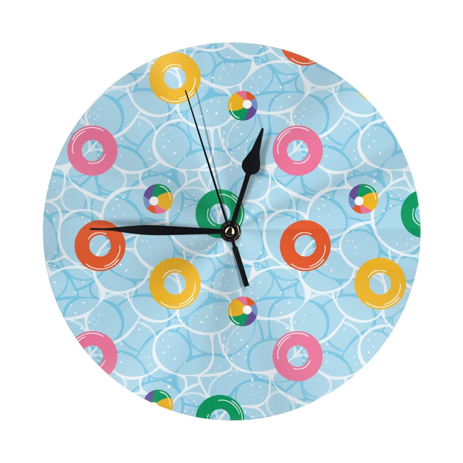 Wall Clock, Swim rings floating Wall Clocks Battery Operated Silent ...