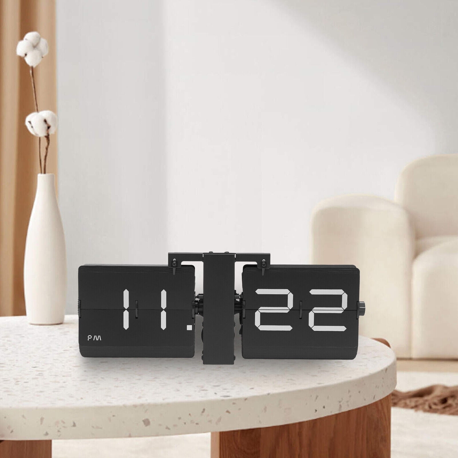 Wall Clock Tabletop Flip Clock Battery Operated Digital Display Screen ...