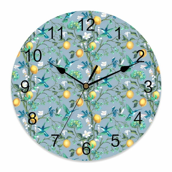 Wall Clock Teal Hummingbird Clocks PVC Silent Non-Ticking Battery ...