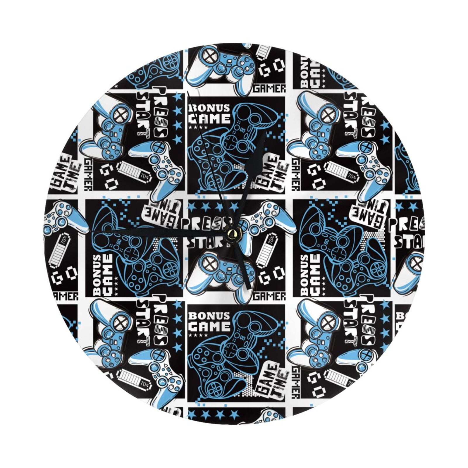 Wall Clock Technological Lines Game Handle Wall Clocks Battery Operated ...