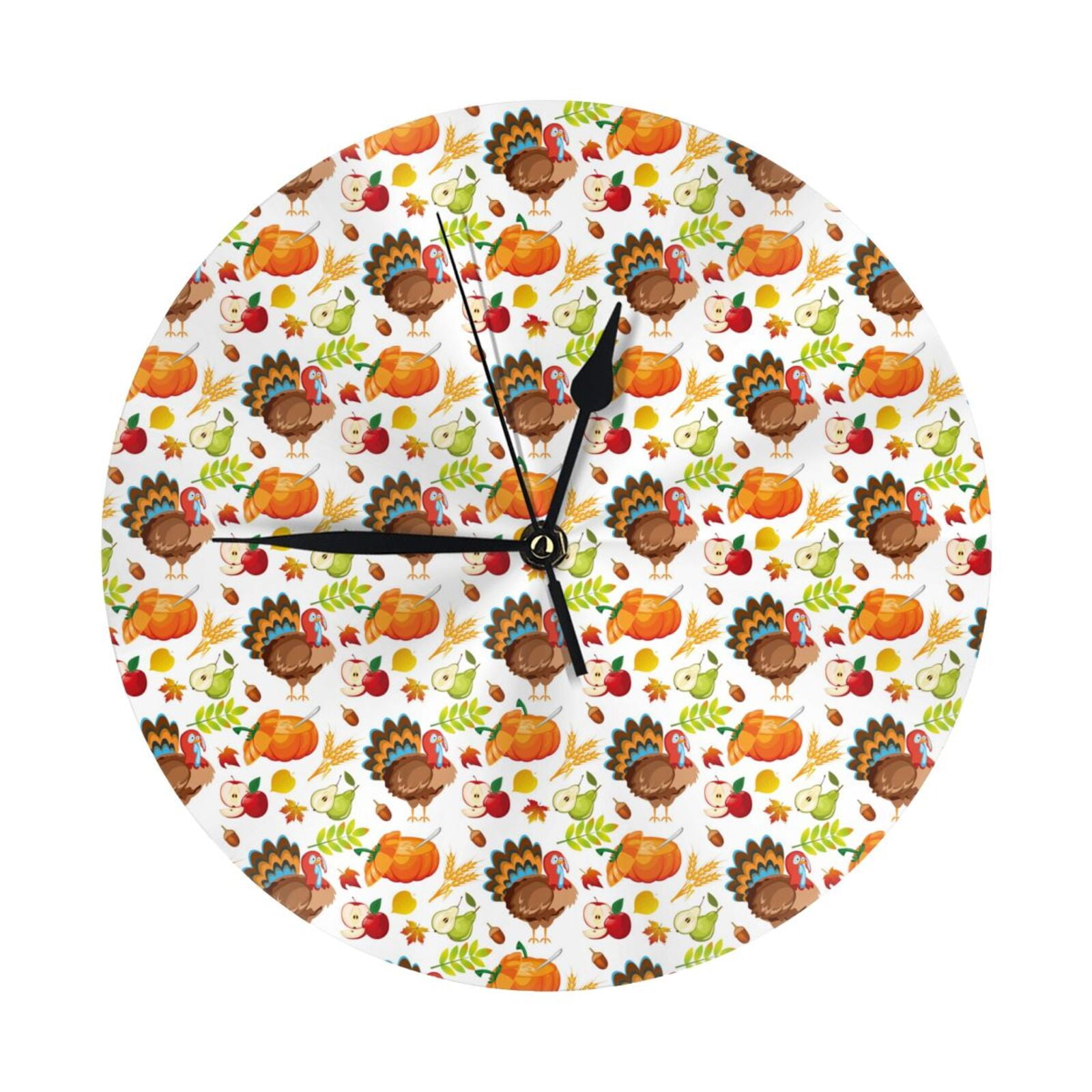 Wall Clock, Thanksgiving Turkey Wall Clocks Battery Operated Silent ...