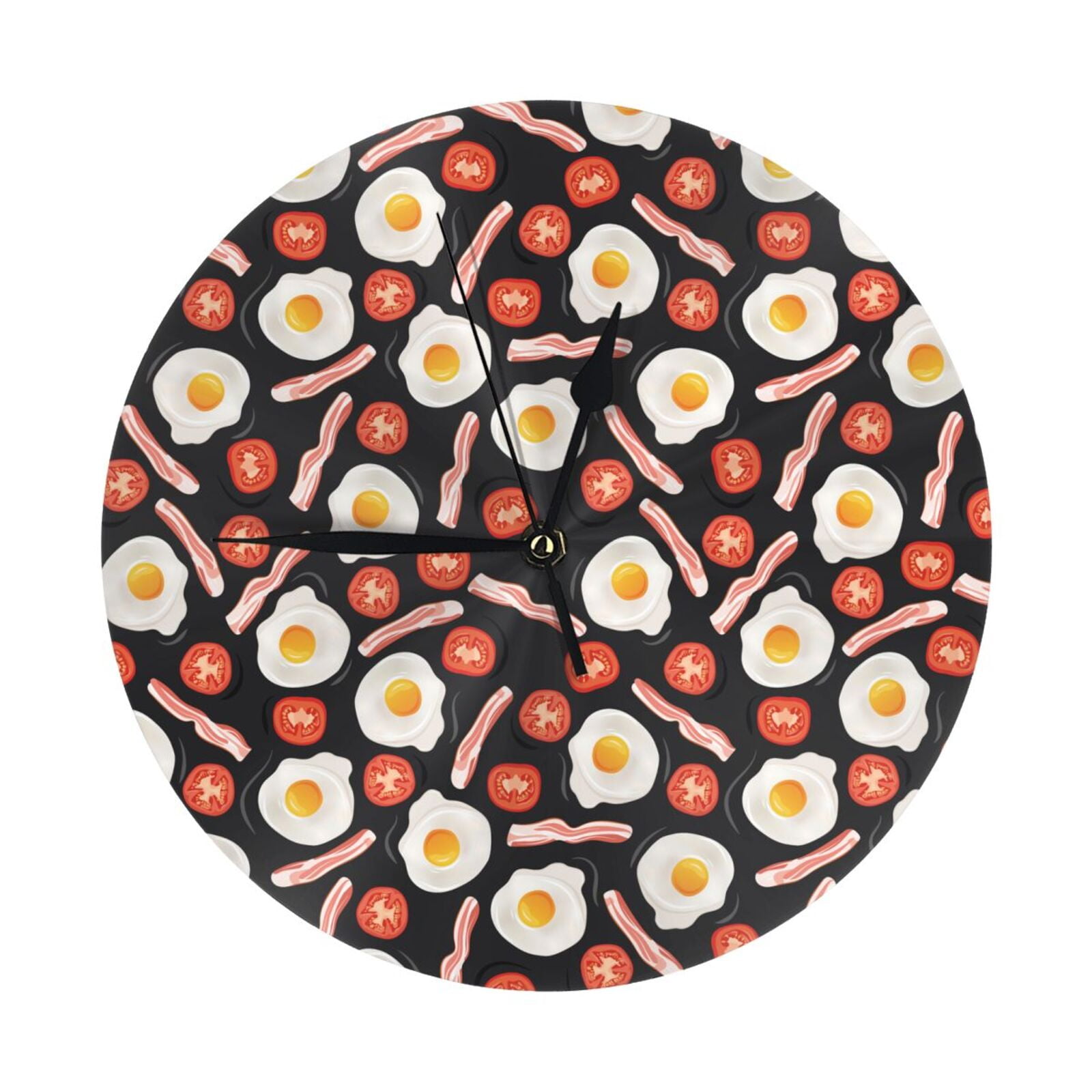 Wall Clock, Tomato Bacon Omelette Wall Clocks Battery Operated Silent ...