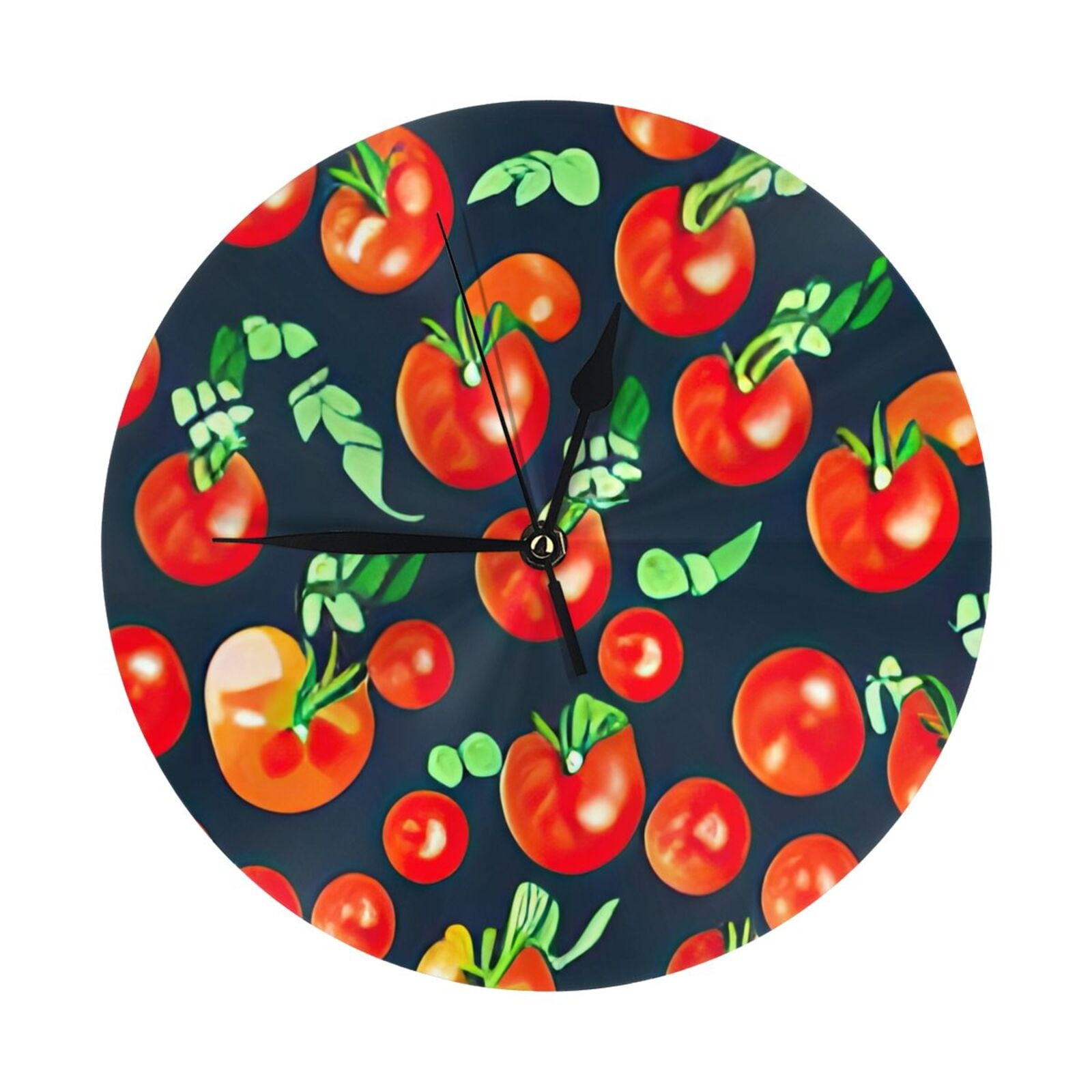 Wall Clock, Tomatoes Wall Clocks Battery Operated Silent Kitchen Office ...