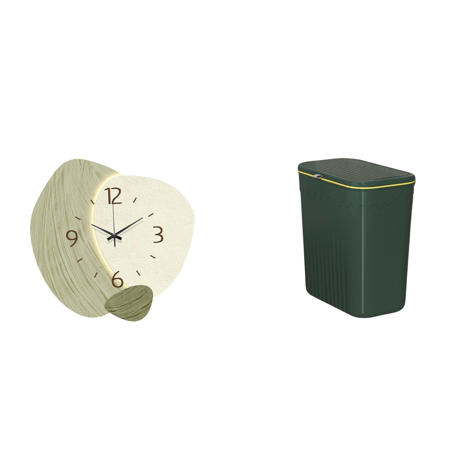 Wall Clock Trash Can Basket Silent Movement Space Saving Holder for ...