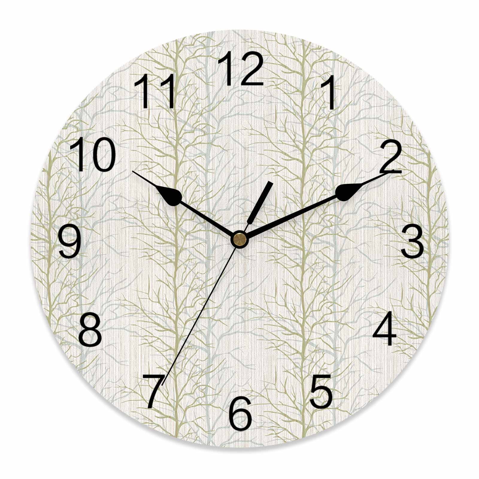 Wall Clock Tree Branch Clocks PVC Silent Non-Ticking Battery Operated ...