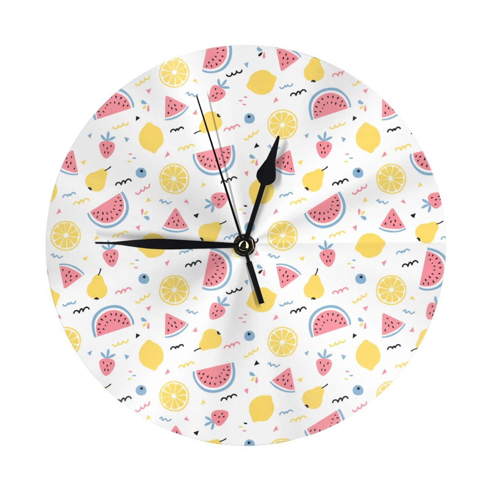 Wall Clock, Tropical Fruit Wall Clocks Battery Operated Silent Kitchen ...