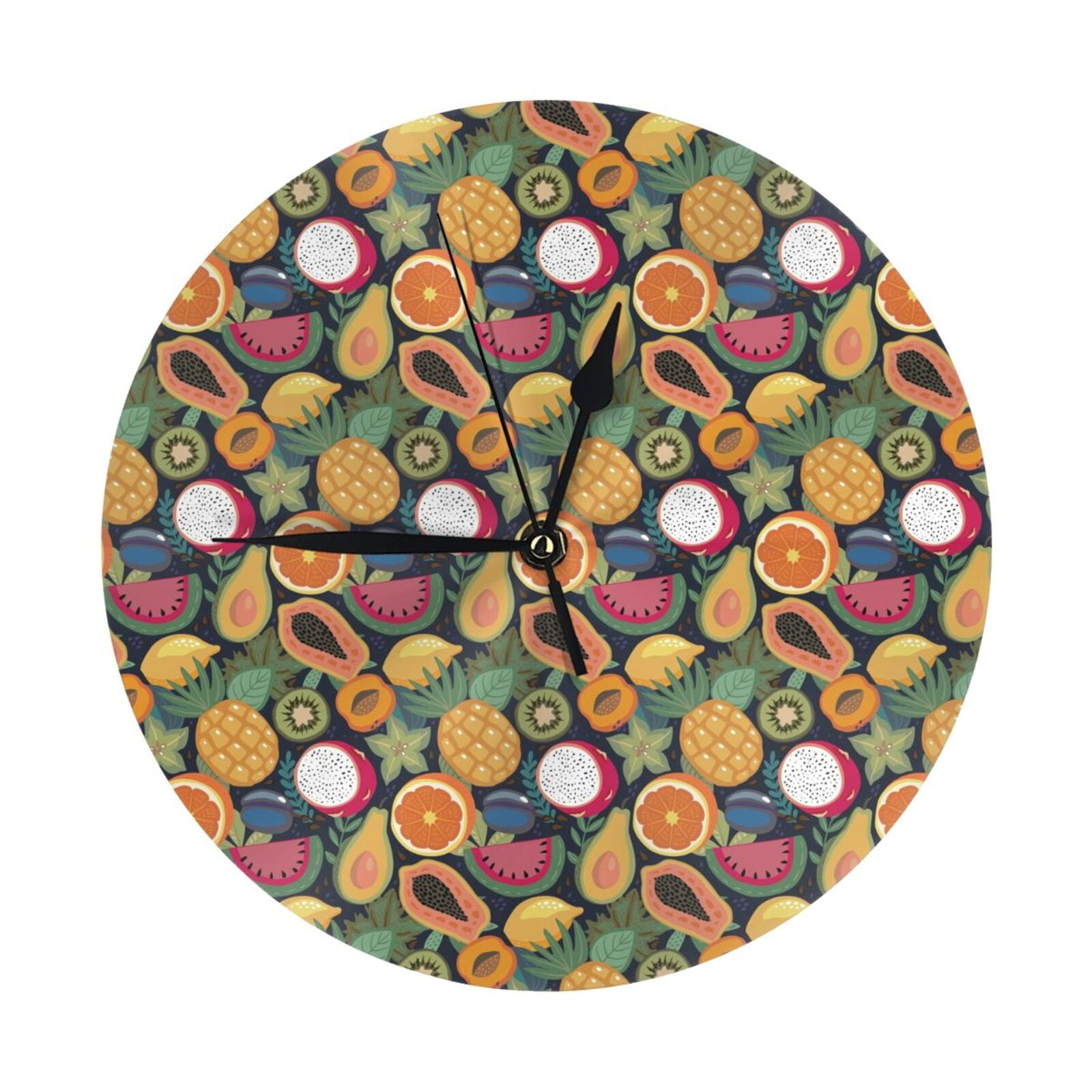 Wall Clock Tropical Fruits Wall Clocks Battery Operated, Modern Wall ...