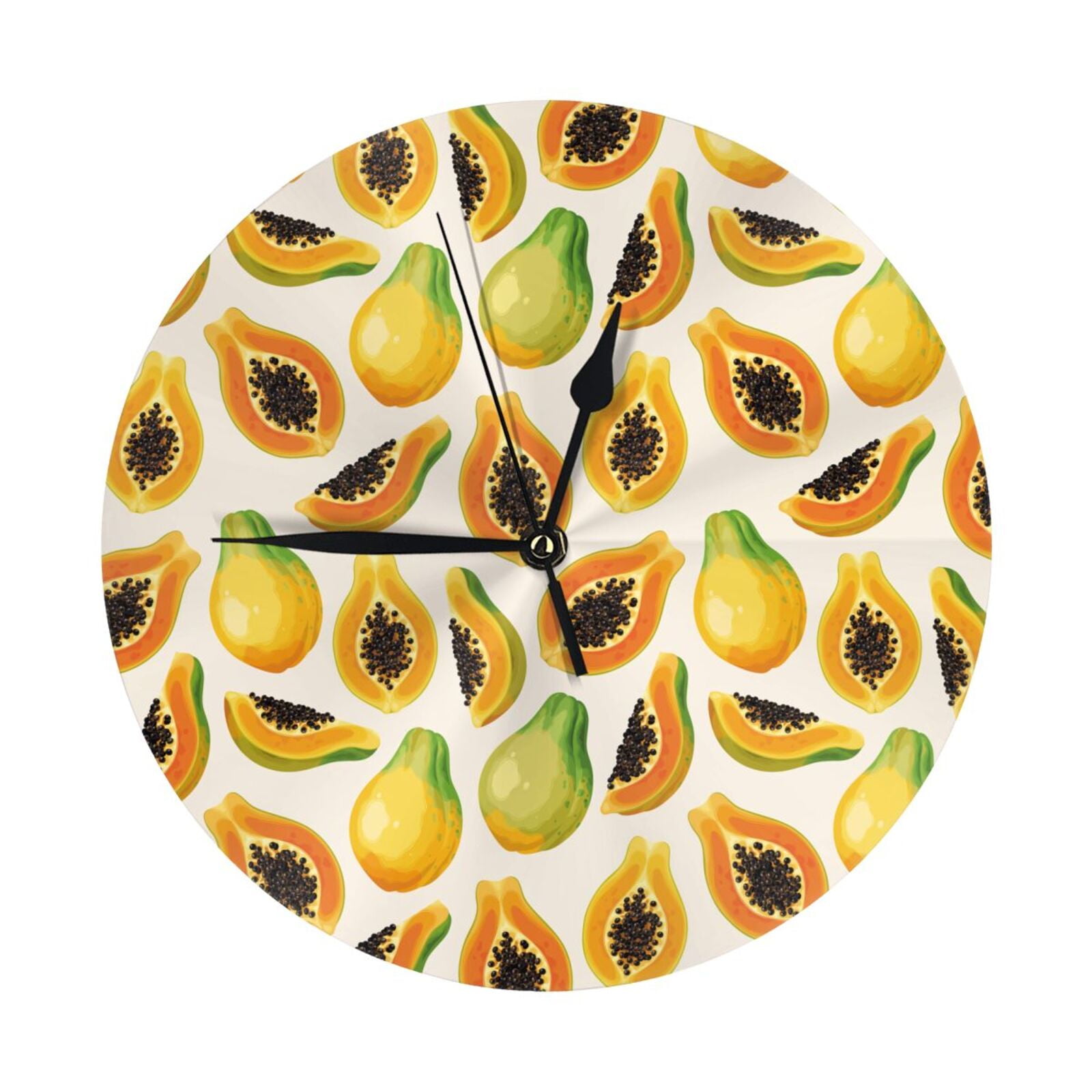 Wall Clock Tropical Papaya Wall Clocks Battery Operated, Modern Wall ...