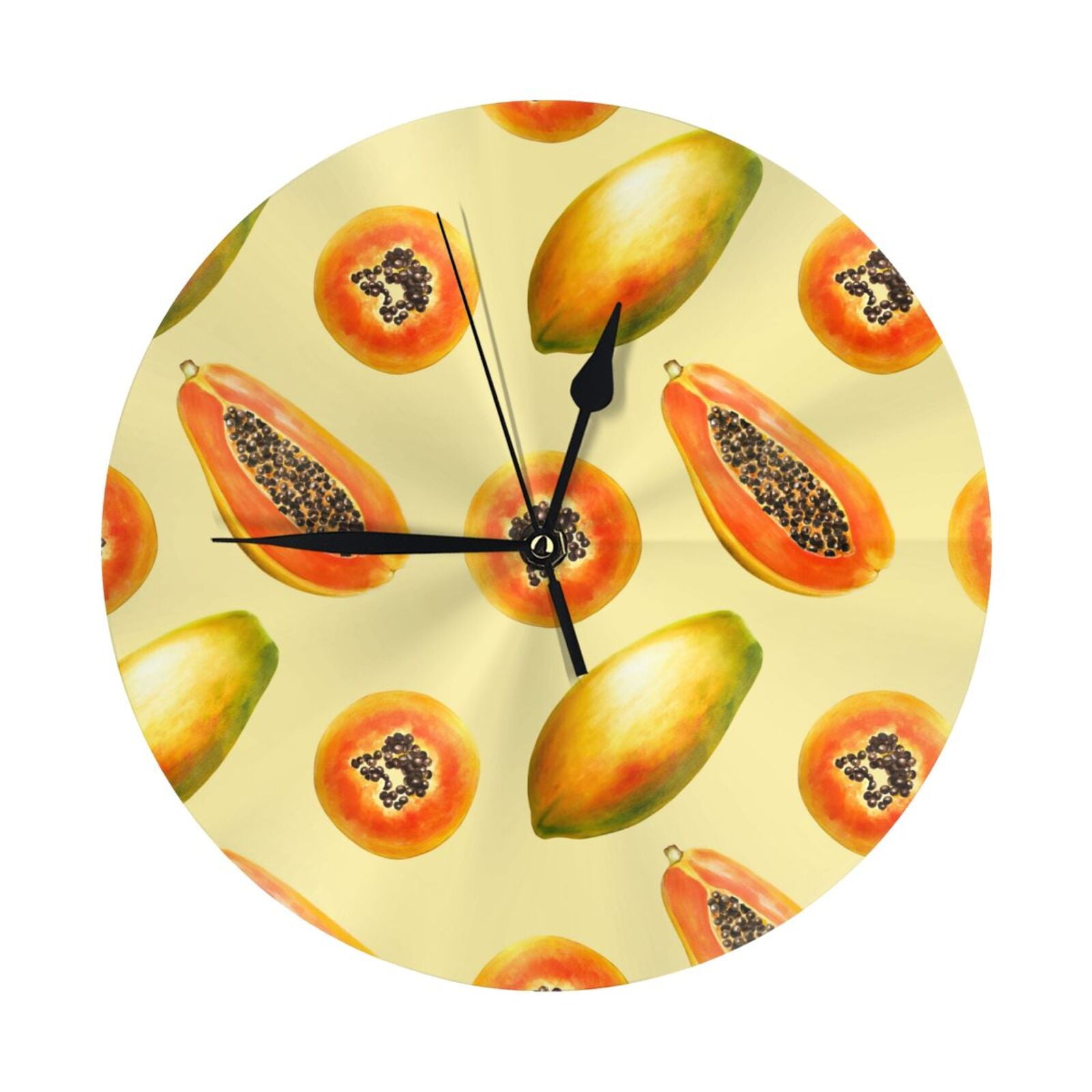 Wall Clock Tropical Papaya fruit Wall Clocks Battery Operated, Modern ...