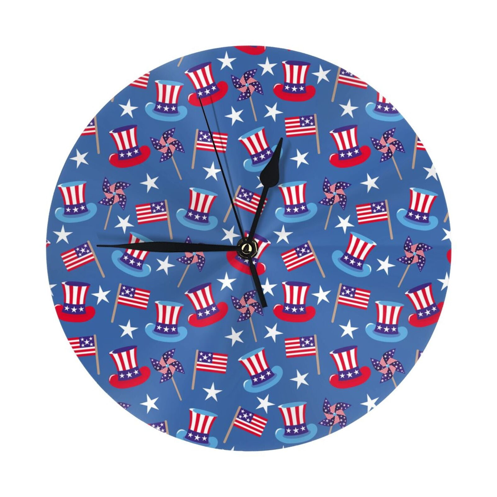 Wall Clock USA Flag windmill Print Wall Clocks Battery Operated, Modern ...