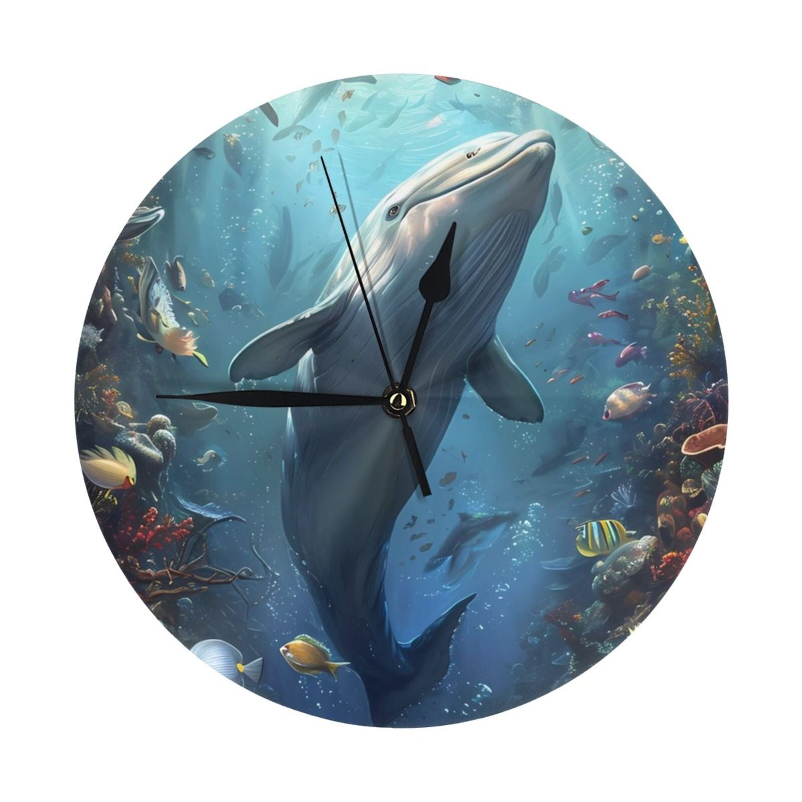 Wall Clock Underwater Dolphin Wall Clocks Battery Operated, Modern Wall ...