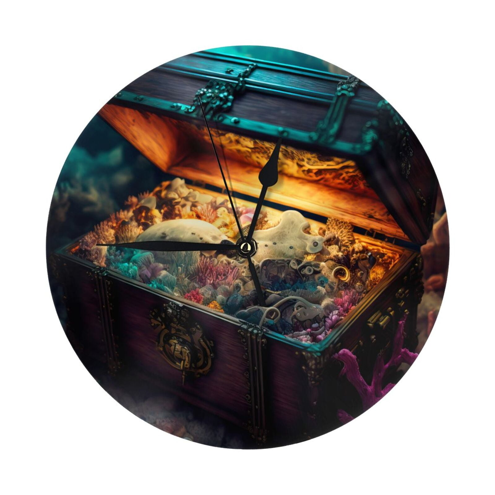 Wall Clock Underwater Treasure Chest Wall Clocks Battery Operated ...