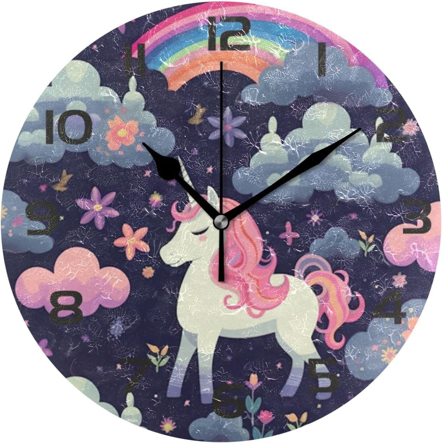 Wall Clock Unicorn Cloud 10 Inch Silent Non Ticking Quality Quartz ...