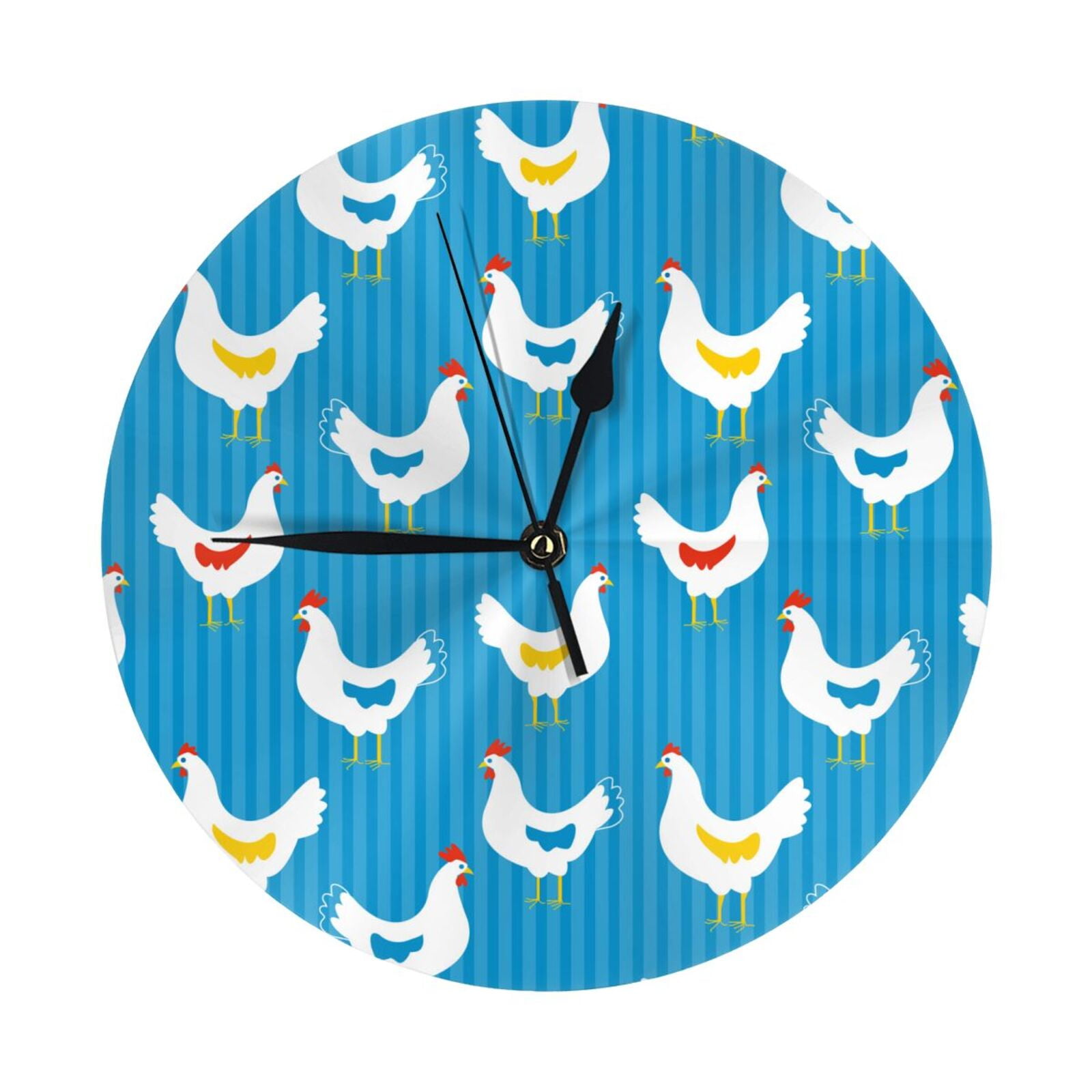 Wall Clock, Unique Cute Chicken Blue Wall Clocks Battery Operated ...