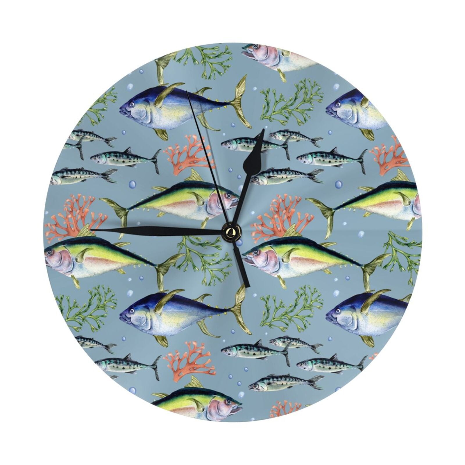 Wall Clock, Various Wild Sea Fish Wall Clocks Battery Operated Silent ...