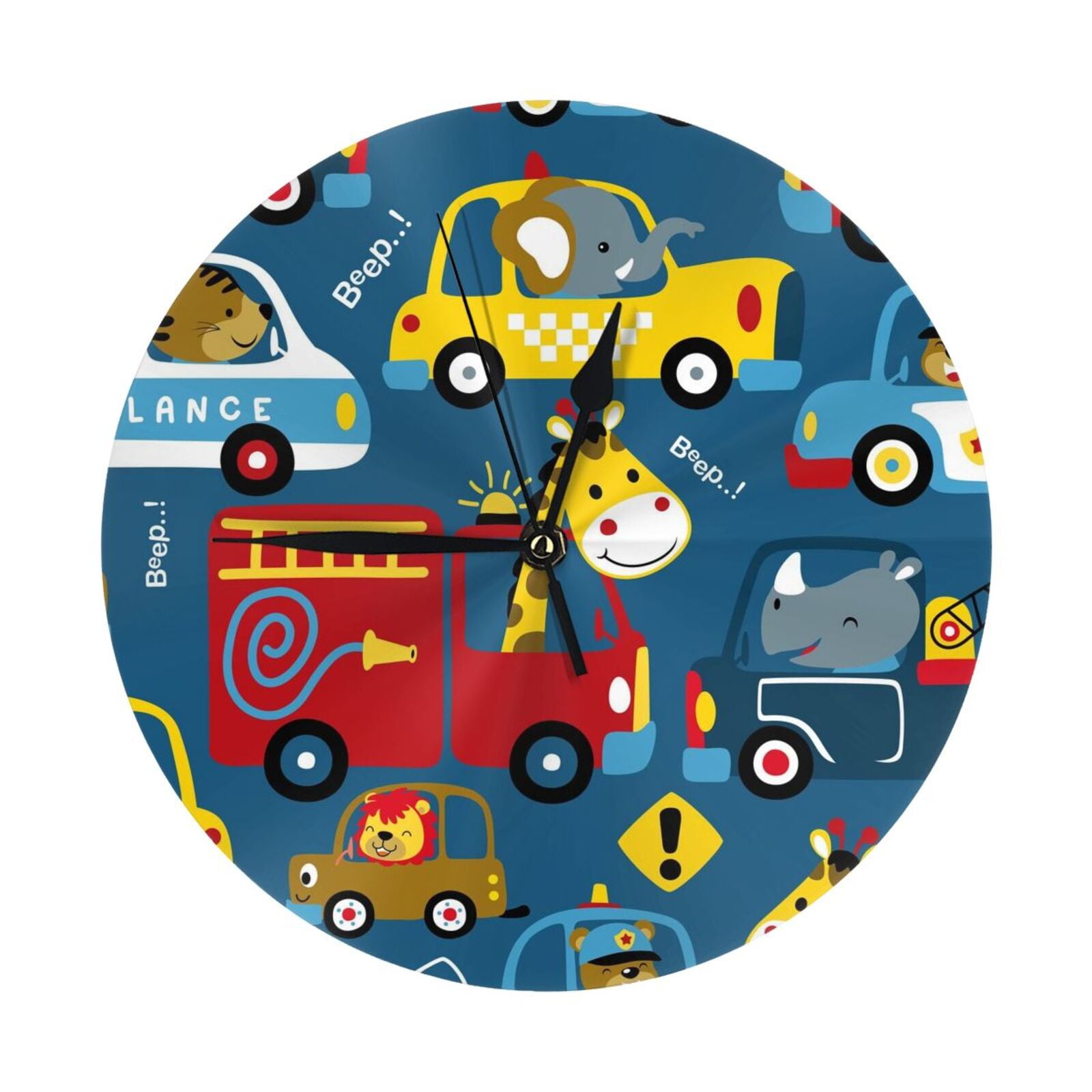 Wall Clock, Vehicles Cartoon Wall Clocks Battery Operated Silent ...