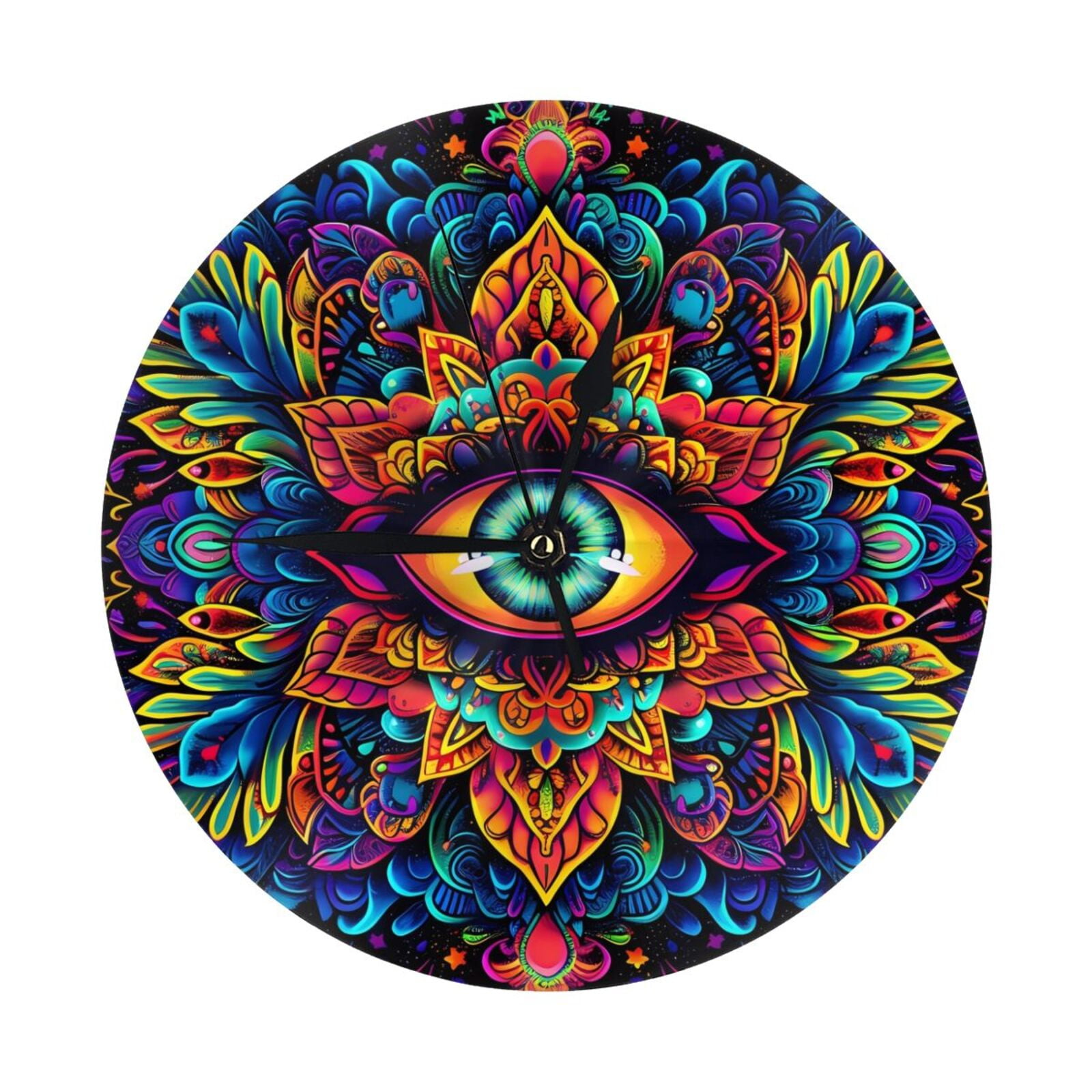 Wall Clock, Vibrant Psychedelic Eye Wall Clocks Battery Operated Silent ...