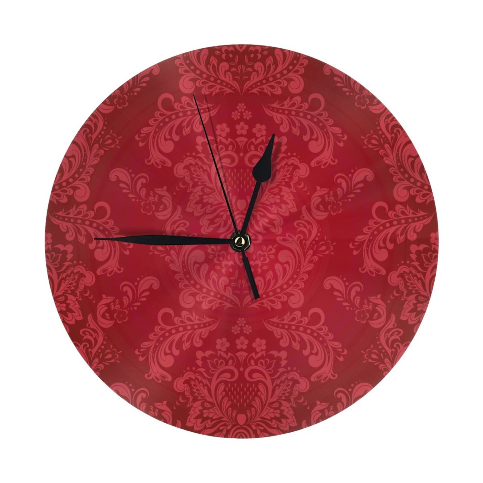 Wall Clock, Vintage Burgundy Wall Clocks Battery Operated Silent ...