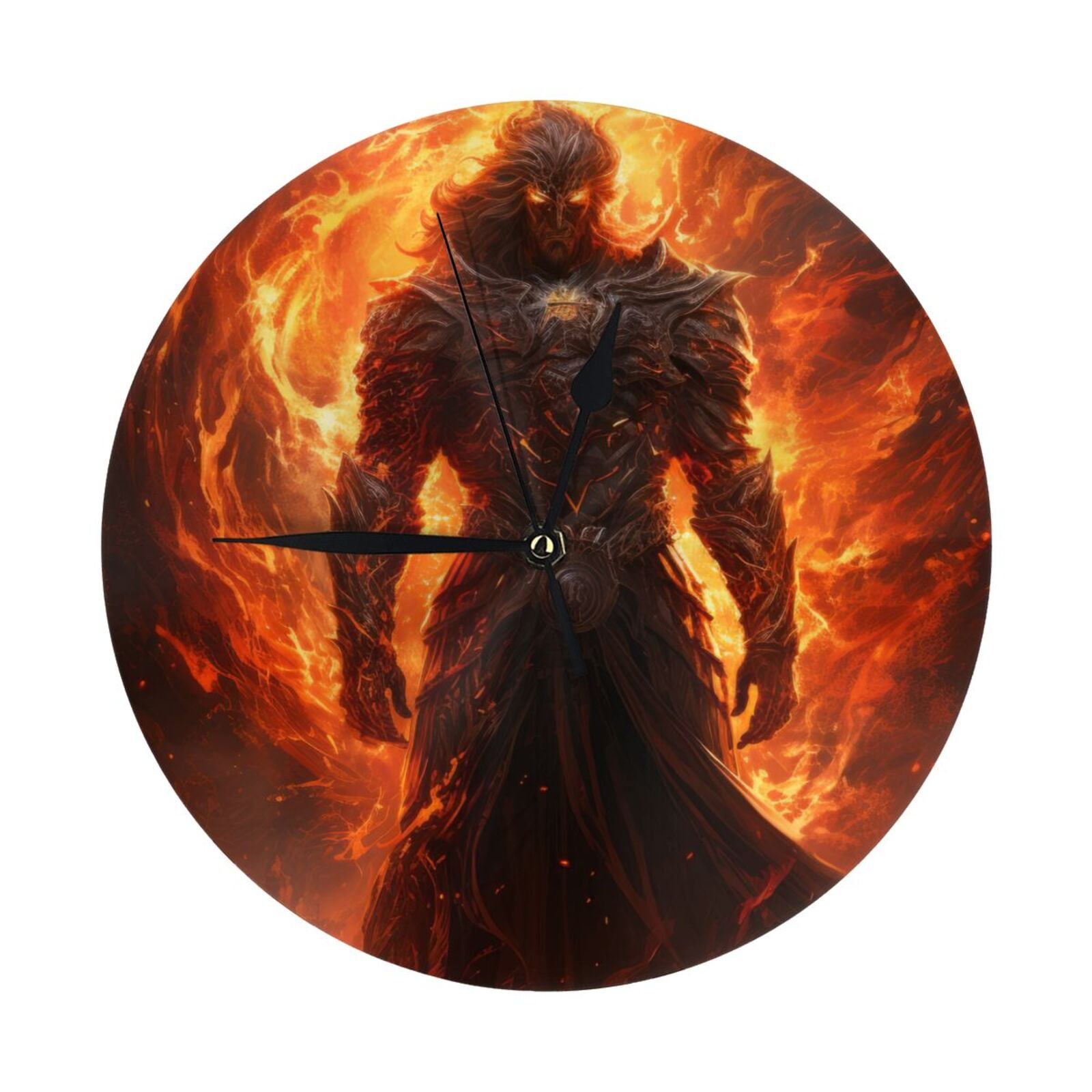 Wall Clock, Vintage Red Fire Warrior Wall Clocks Battery Operated ...