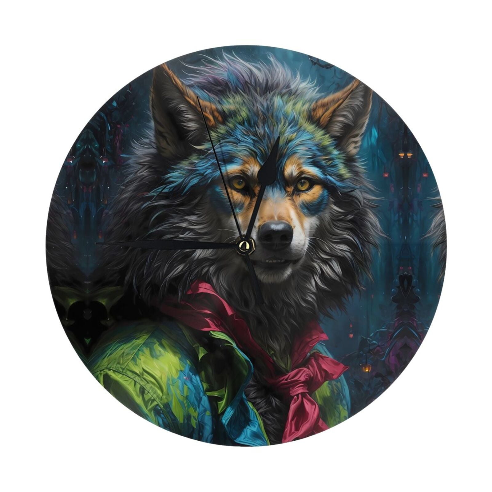 Wall Clock, Vintage Wolf Warrior Wall Clocks Battery Operated Silent ...