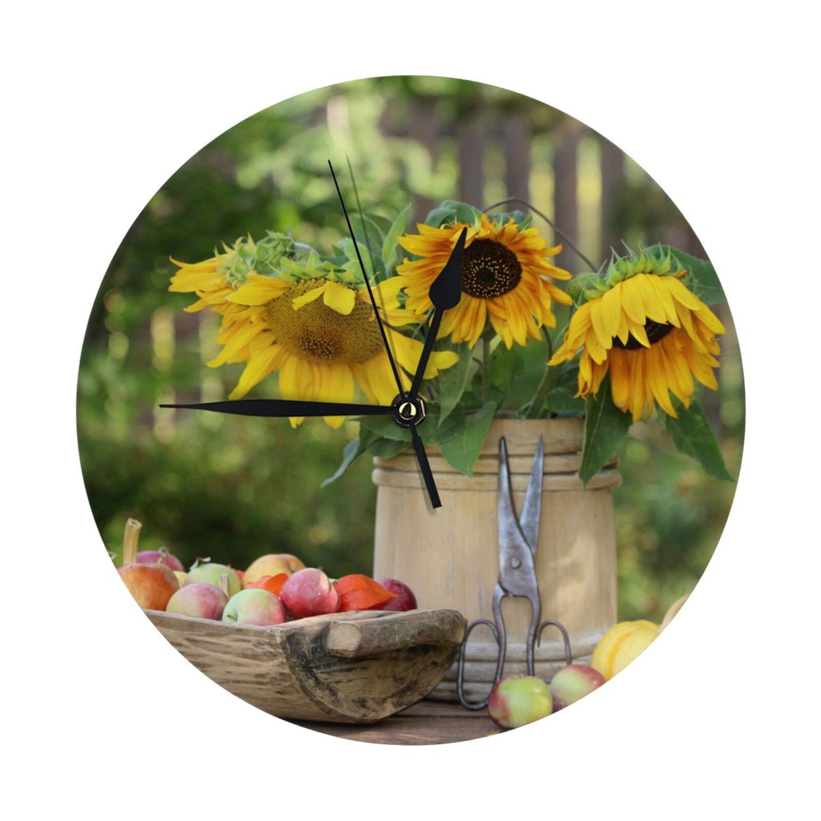 Wall Clock, Vintage Wooden Bucket Wall Clocks Battery Operated Silent ...