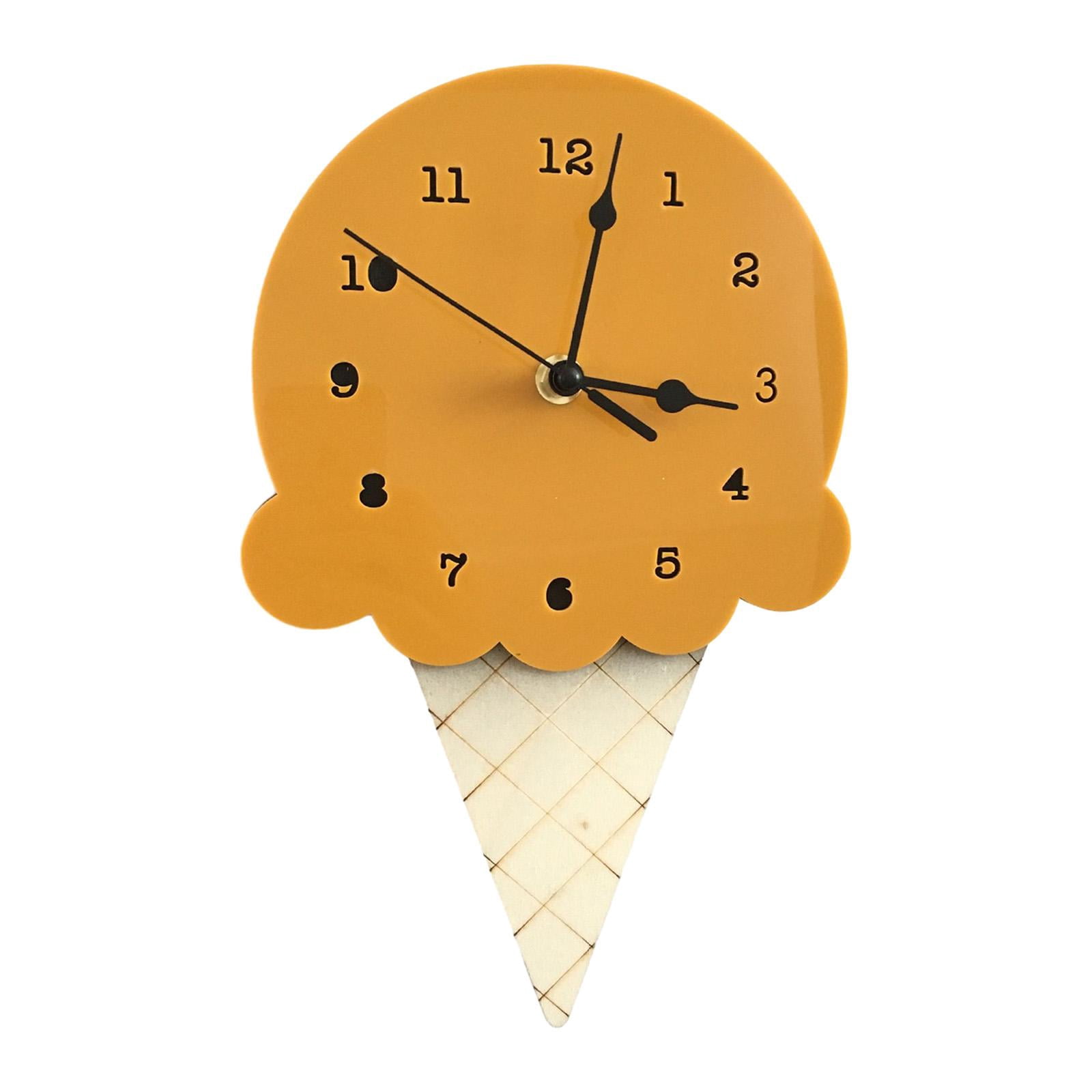 Wall Clock Wall Decorative Clock Ice Cream Shaped Simple Wooden Nordic ...