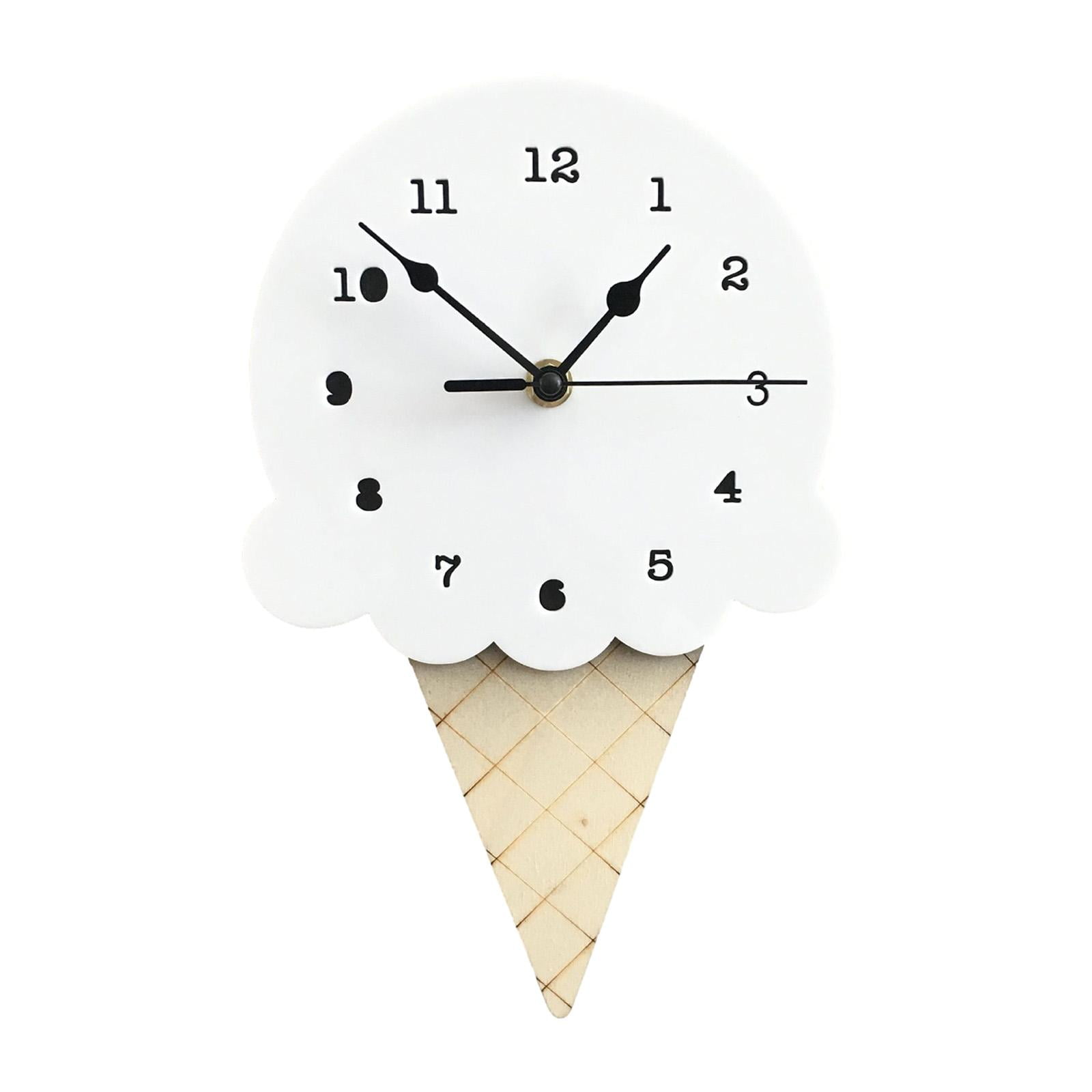 Wall Clock Wall Decorative Clock Ice Cream Shaped Simple Wooden Nordic ...
