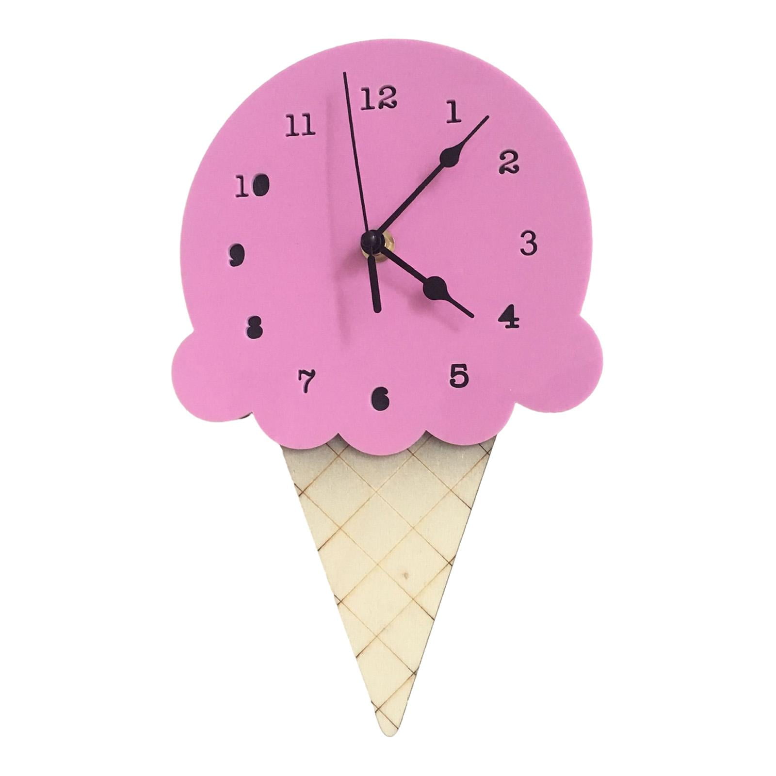 Wall Clock Wall Decorative Clock Ice Cream Shaped Simple Wooden Nordic ...