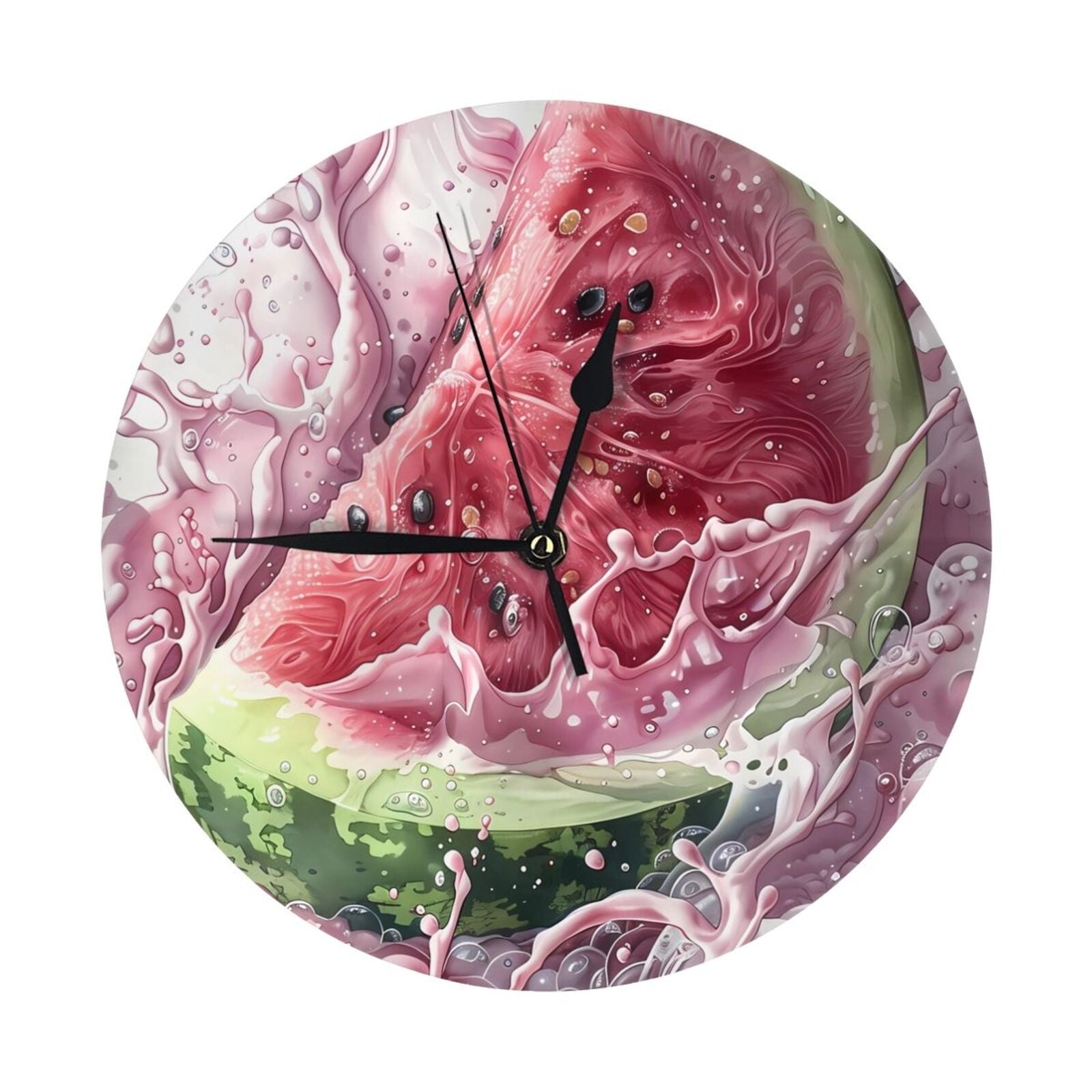 Wall Clock, Watermelon Splash Realism Art Wall Clocks Battery Operated ...