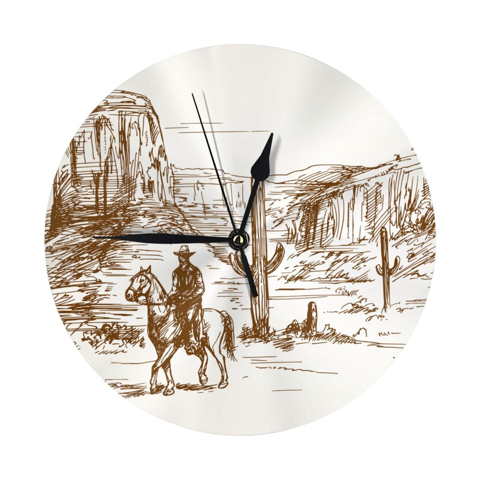 Wall Clock Western Desert Cowboys Wall Clocks Battery Operated, Modern ...