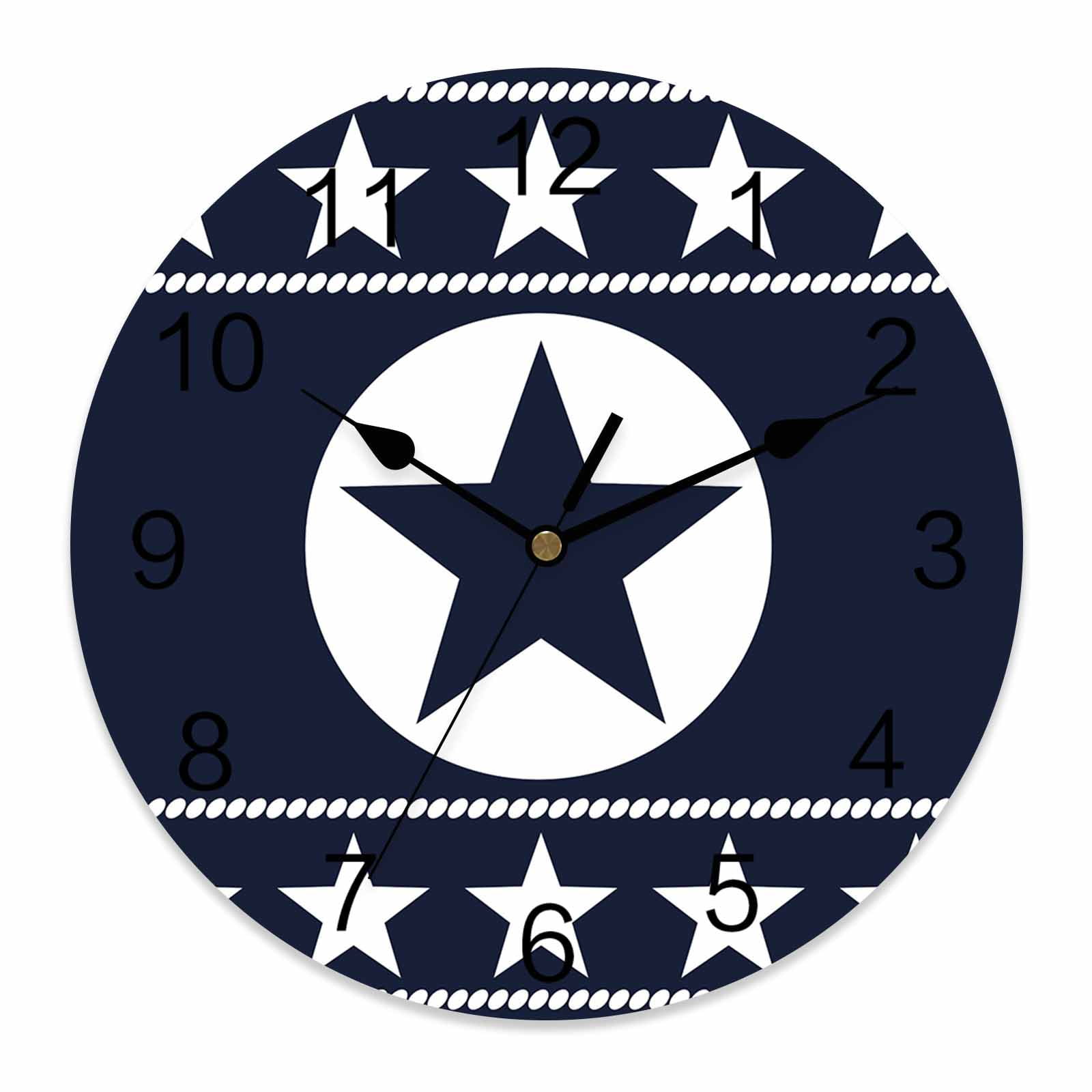 Wall Clock Western Texas Star Retro Clocks PVC Silent Non-Ticking ...