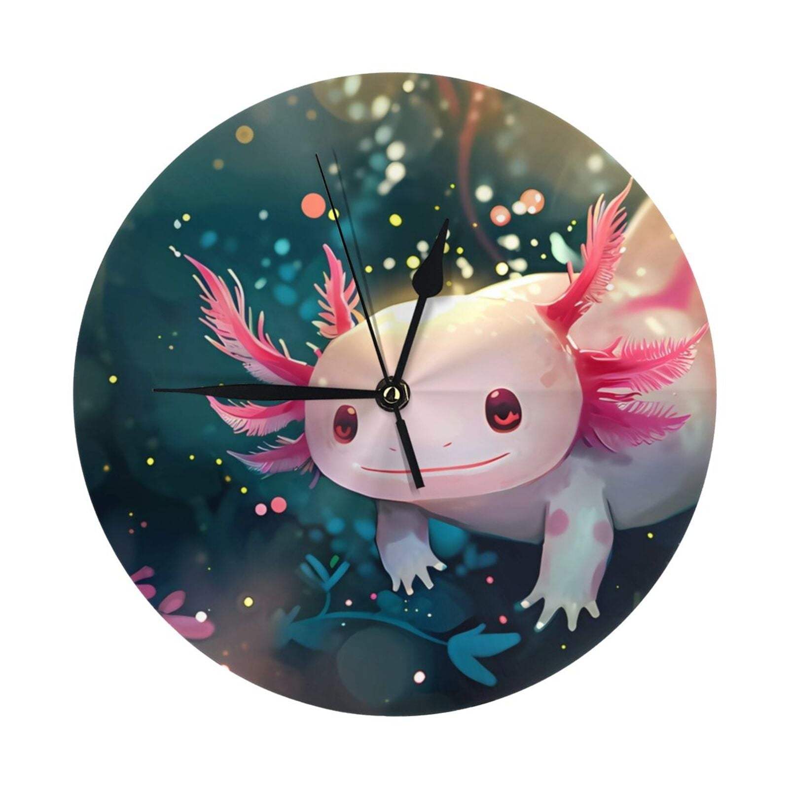 Wall Clock, Whimsical Axolotl Fantasy Wall Clocks Battery Operated ...