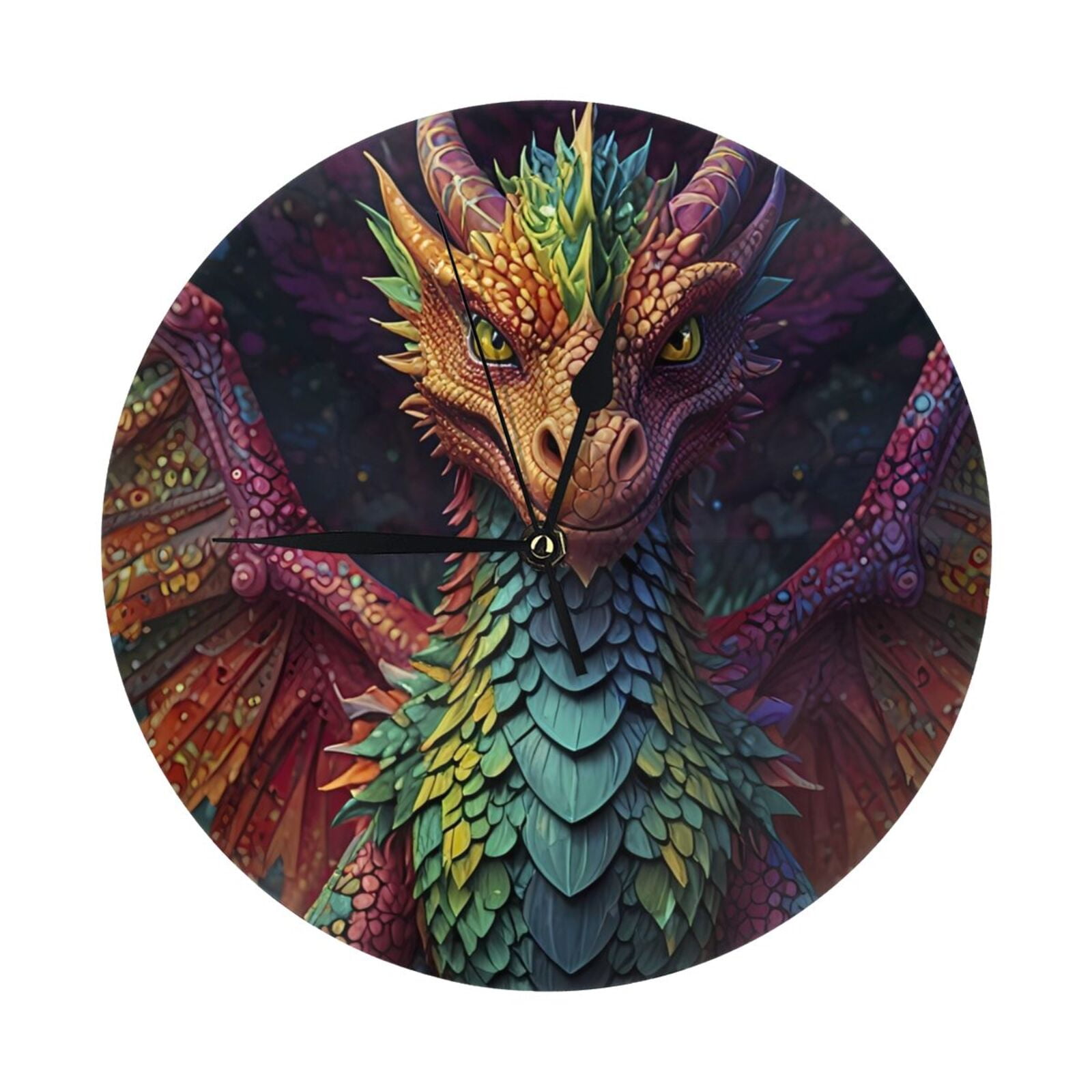 Wall Clock, Whimsical Dragon Color Cool Wall Clocks Battery Operated ...