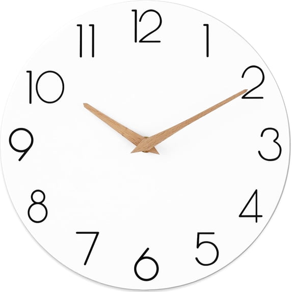 Wall Clock, White Silent Non-Ticking, Decorative Battery Operated Wall ...