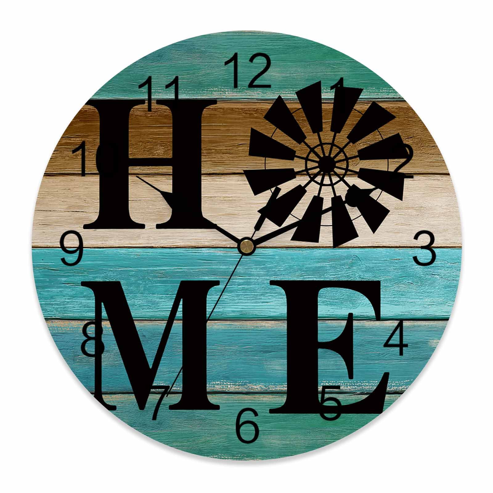 Wall Clock Windmill Home Clocks PVC Silent Non-Ticking Battery Operated ...