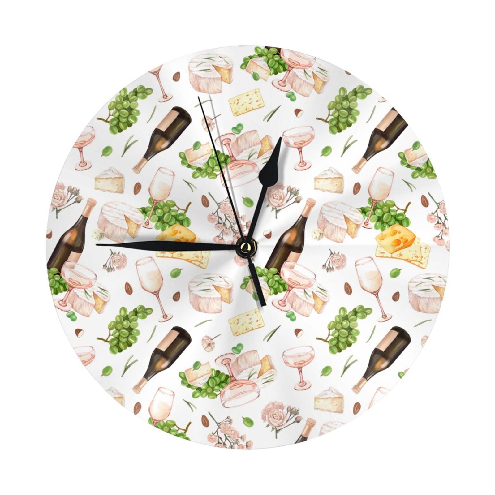 Wall Clock, Wine Print No.J933 Wall Clocks Battery Operated Silent ...