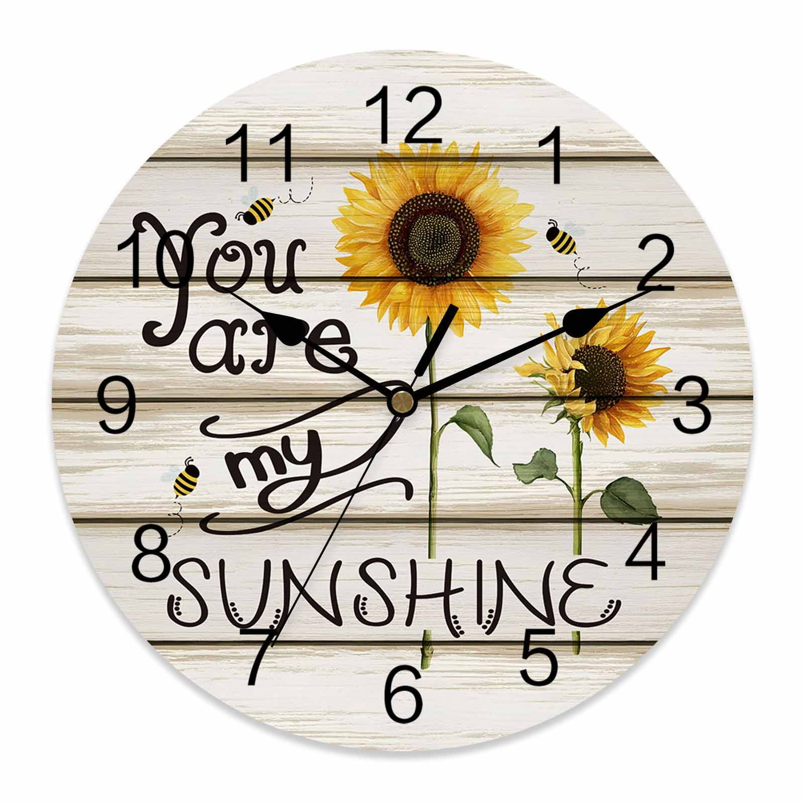 Wall Clock You Are My Sunshine Sunflower Clocks PVC Silent Non-Ticking ...