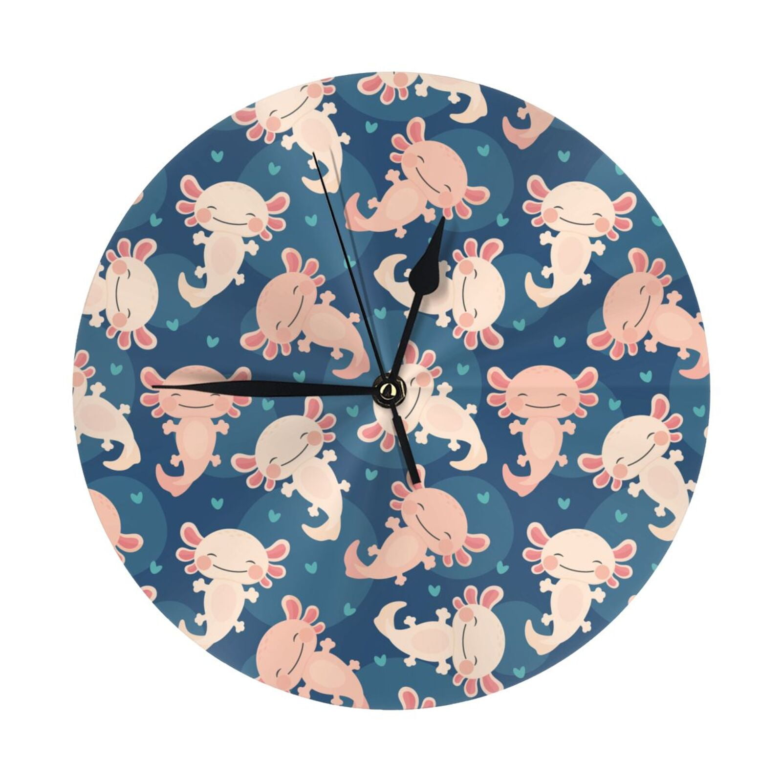 Wall Clock, axolotl kawaii heart cute Wall Clocks Battery Operated ...