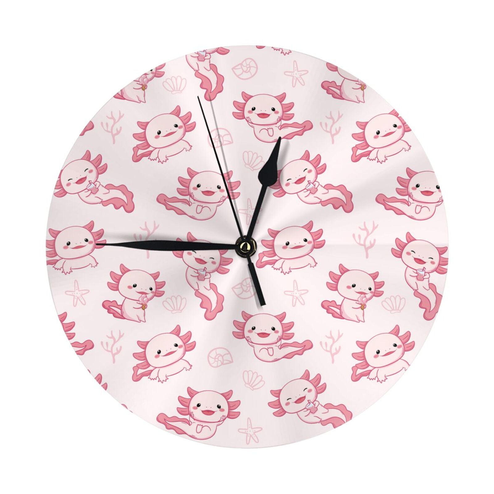 Wall Clock axolotl salamander funny pink Wall Clocks Battery Operated ...