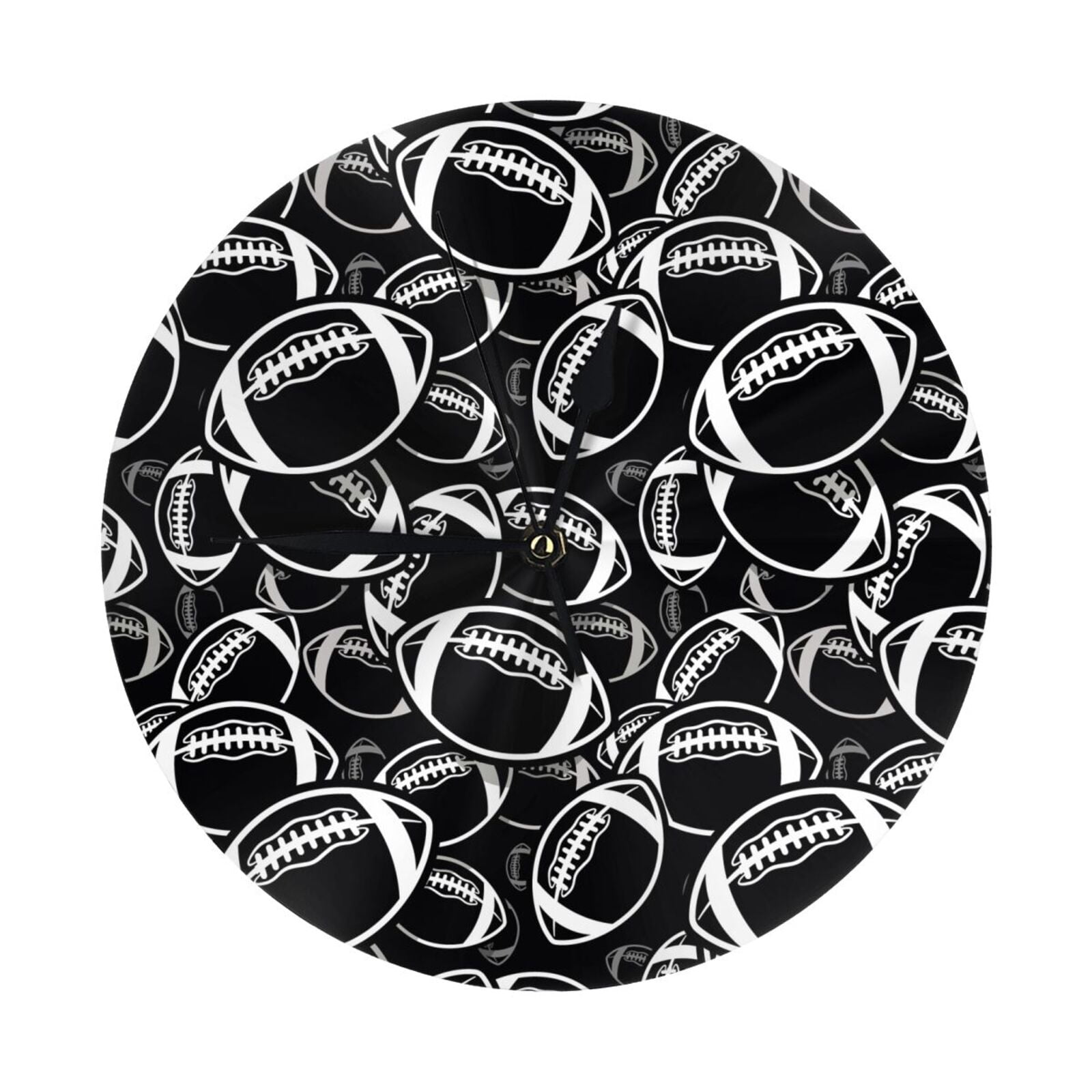 Wall Clock, black American football Rugby cool Wall Clocks Battery ...
