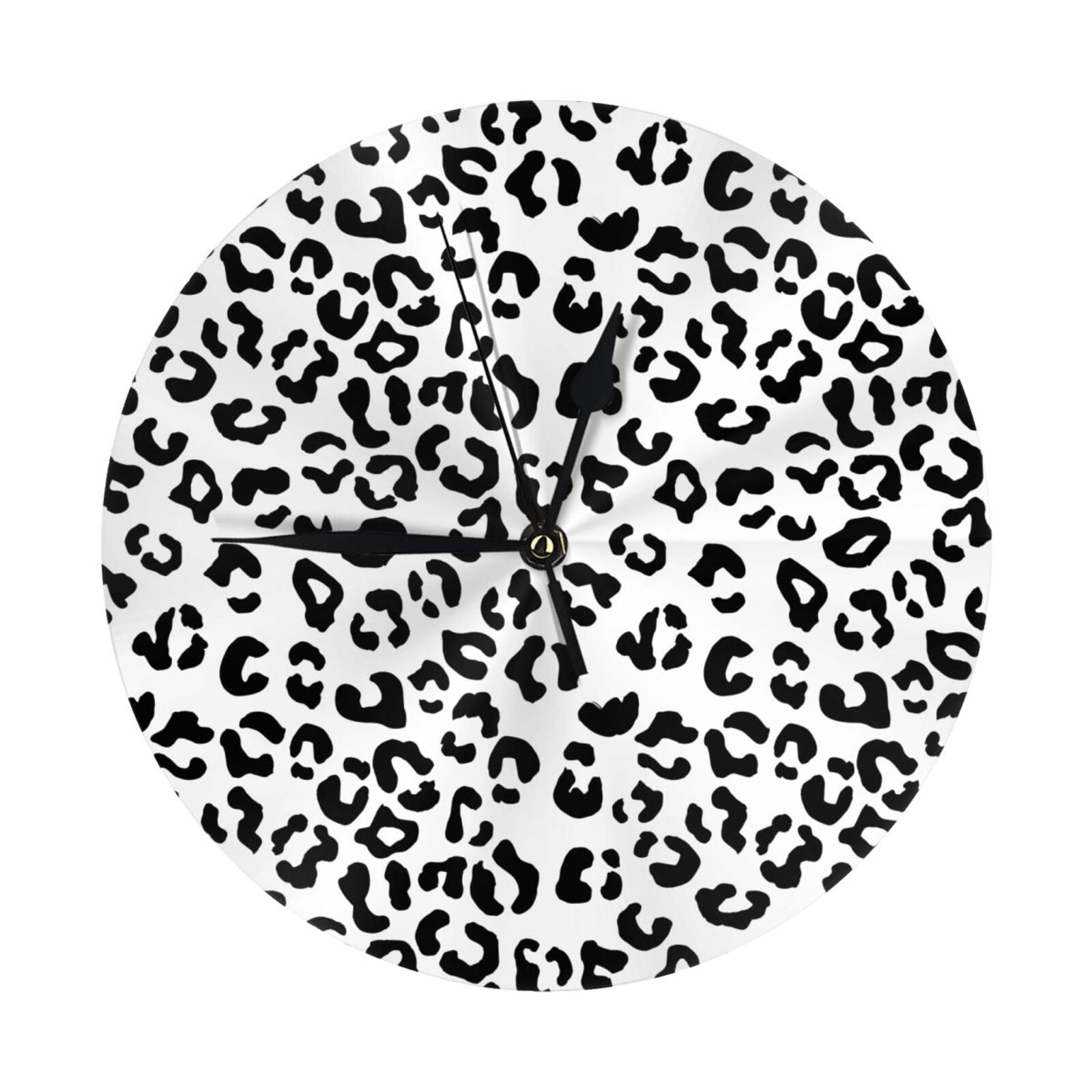 Wall Clock, black Leopard fashion Wall Clocks Battery Operated Silent ...
