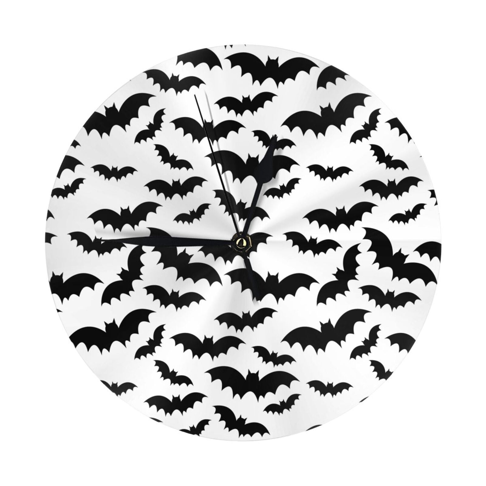Wall Clock, black bat white cool Wall Clocks Battery Operated Silent ...