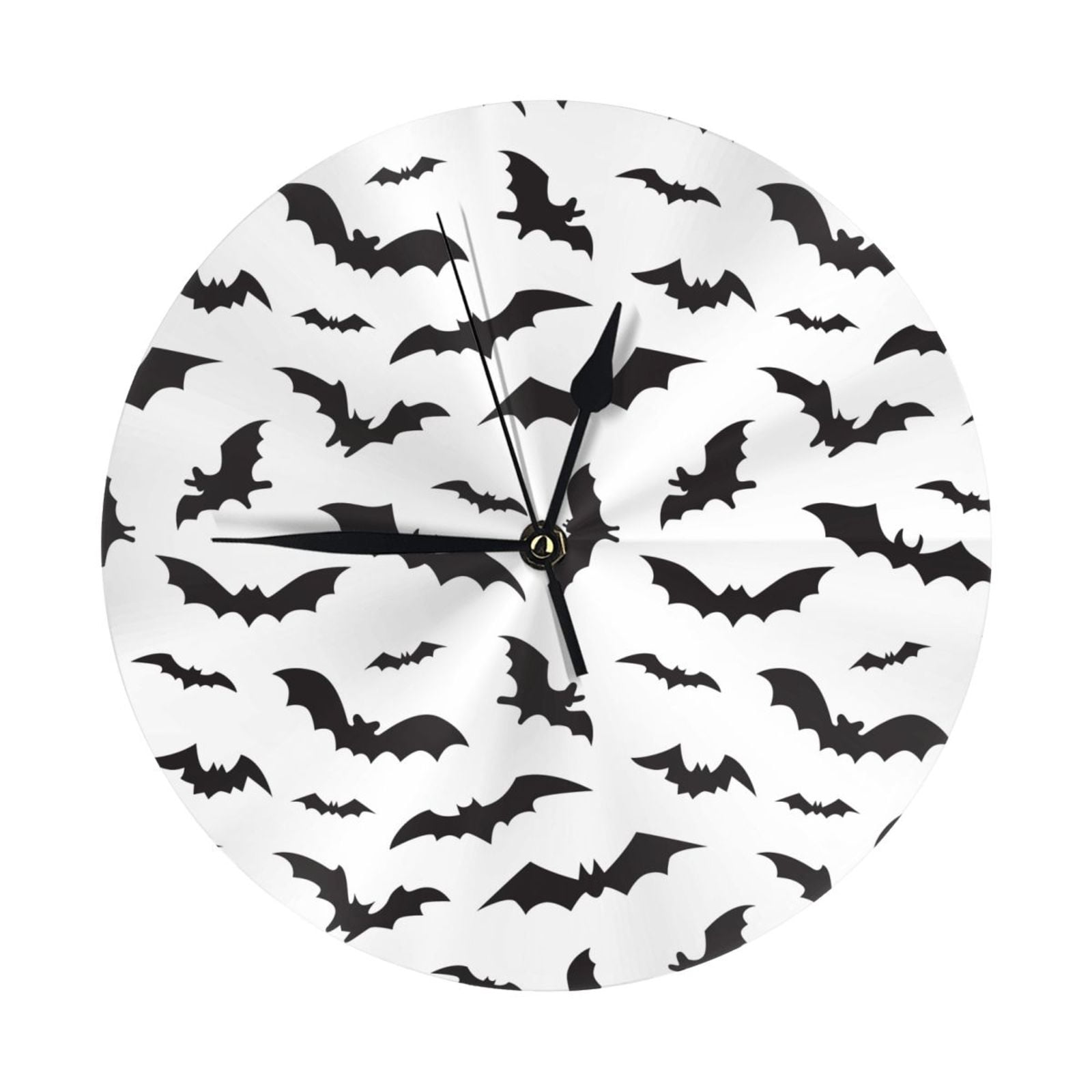Wall Clock, black bats cool Wall Clocks Battery Operated Silent Kitchen ...