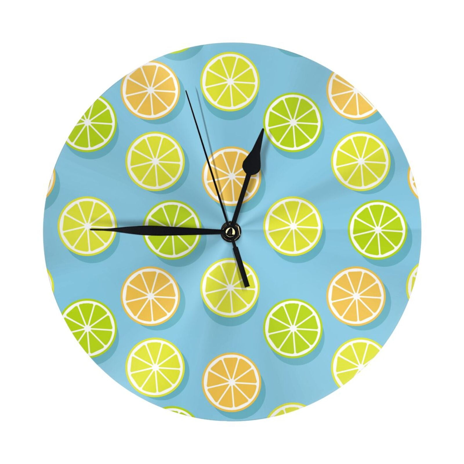 Wall Clock blue Lemon cartoon Wall Clocks Battery Operated, Modern Wall ...