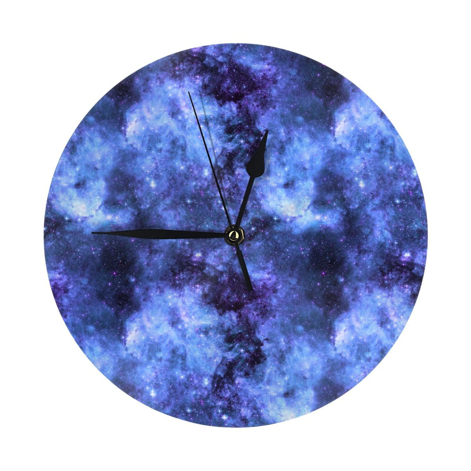 Wall Clock, blue Starry sky Violet aesthetic Wall Clocks Battery ...