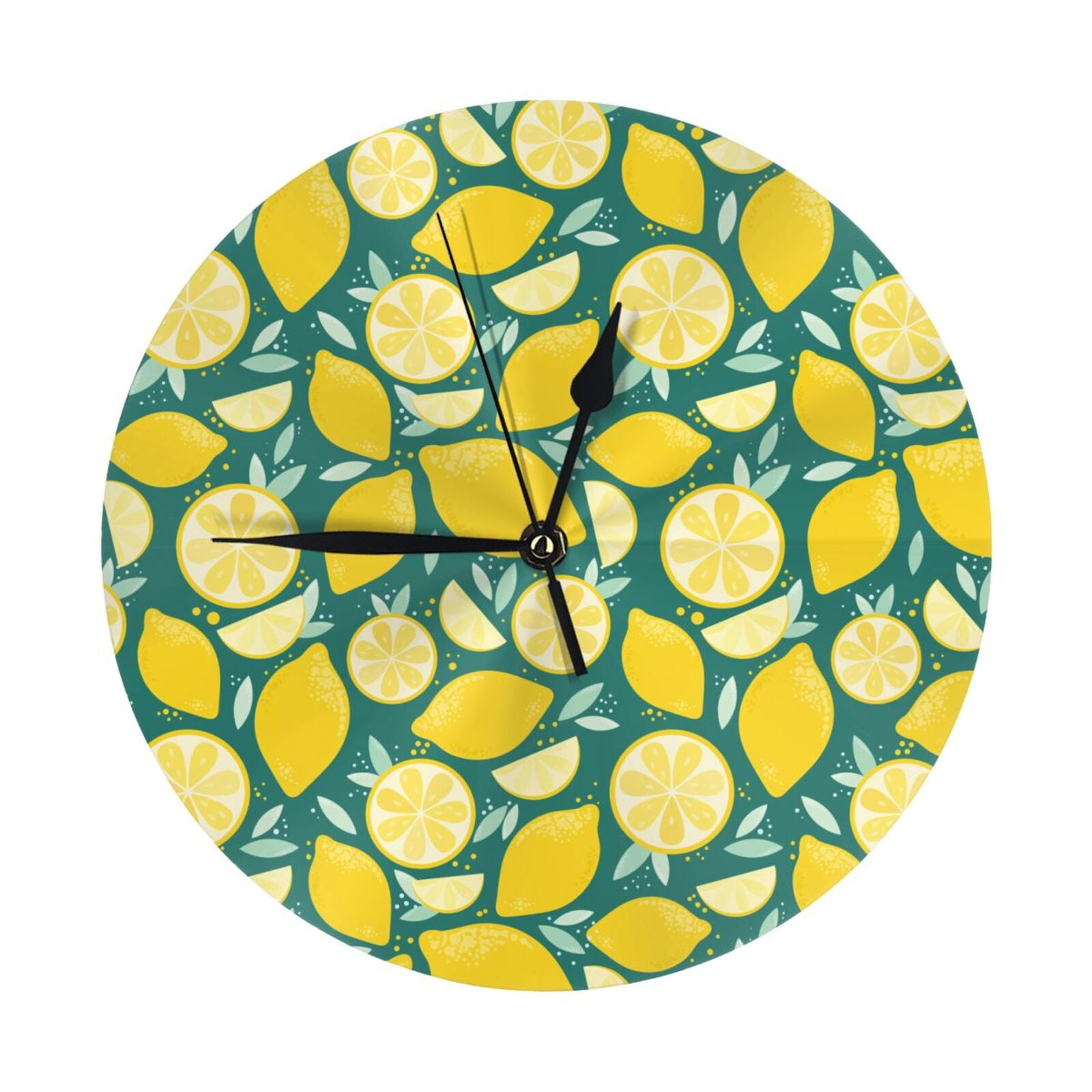 Wall Clock cartoon Lemon leaves print Wall Clocks Battery Operated ...