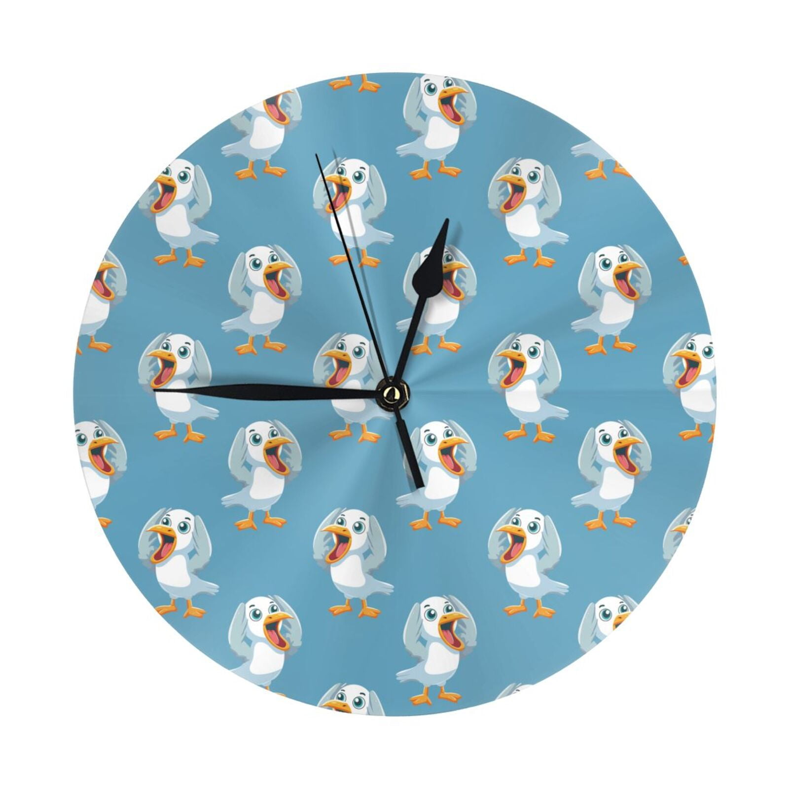 Wall Clock, cartoon Seagull Wall Clocks Battery Operated Silent Kitchen ...