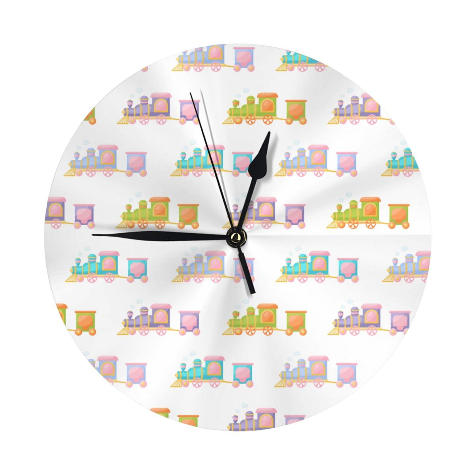 Wall Clock cartoon Train Pattern Wall Clocks Battery Operated, Modern ...